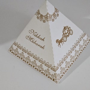 50 X Gold Cream Wedding Favour Boxes, Nikkah Mubarak, Shaadi Mubarak ...