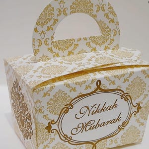 50 X Gold Cream Wedding Favour Boxes, Nikkah Mubarak, Shaadi Mubarak ...