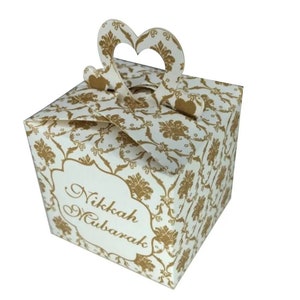 50 X Gold Cream Wedding Favour Boxes, Nikkah Mubarak, Shaadi Mubarak ...