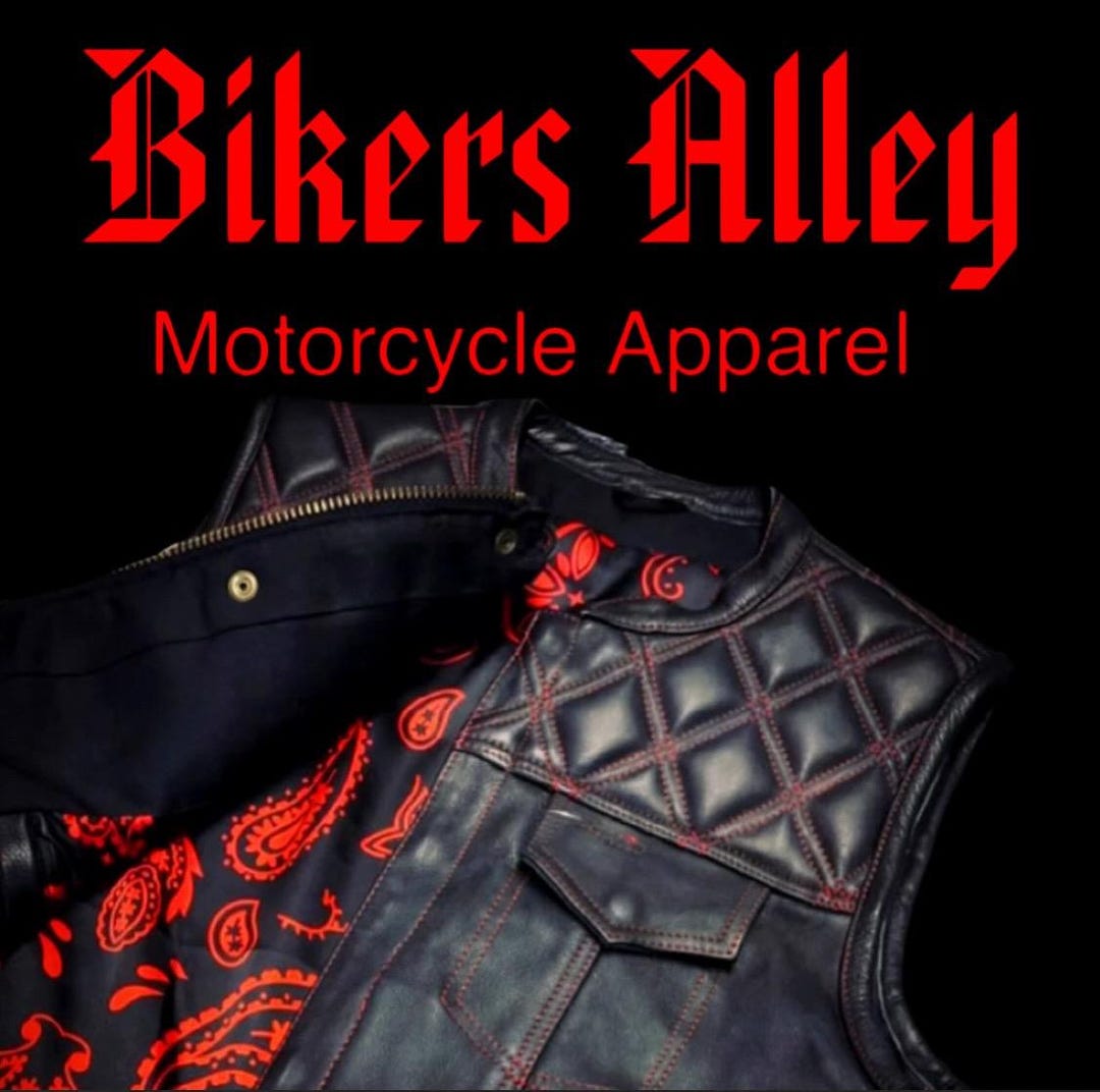 Men’s Premium Leather Red Diamond Stitch Motorcycle Club Vest. - Etsy