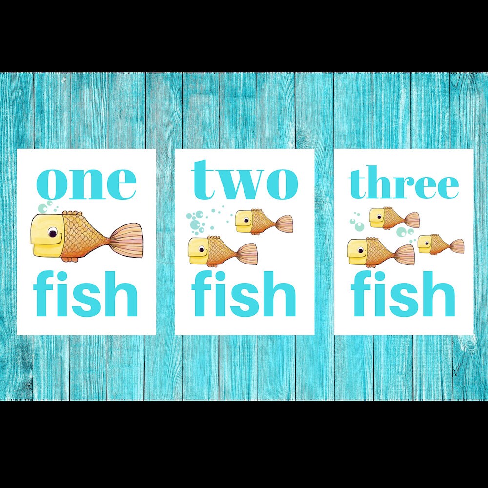 One Fish, Two Fish, Three Fish Nursery Wall Art Printable Handmade Fish ...