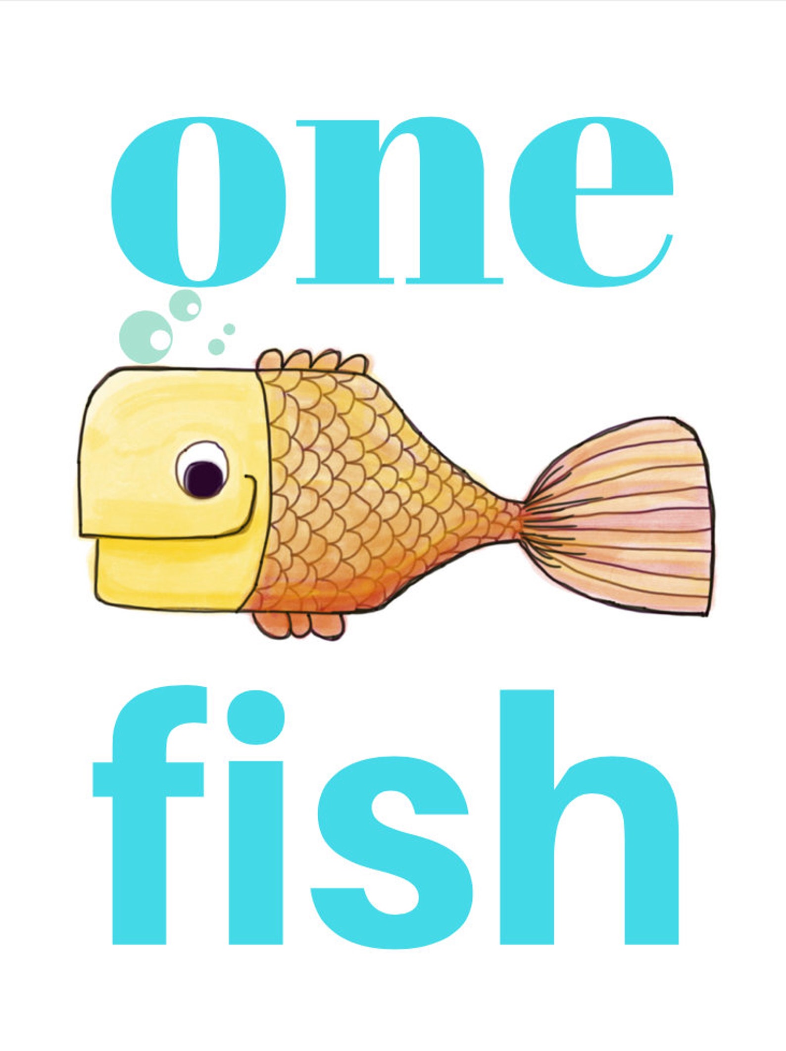 One Fish, Two Fish, Three Fish Nursery Wall Art Printable Handmade Fish ...