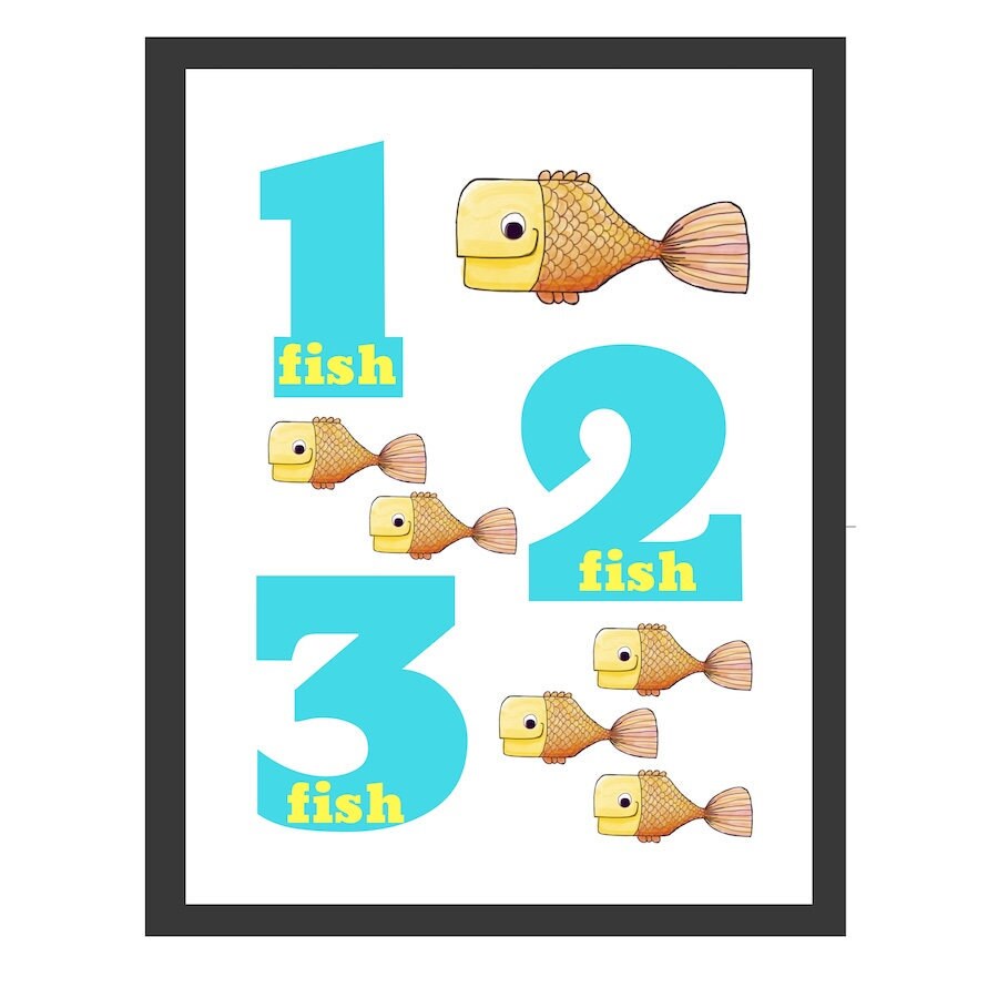 One Fish, Two Fish, Three Fish Nursery Wall Art Printable Handmade Fish ...