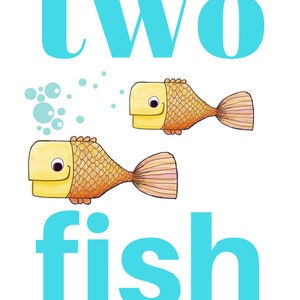 One Fish, Two Fish, Three Fish Nursery Wall Art Printable Handmade Fish ...