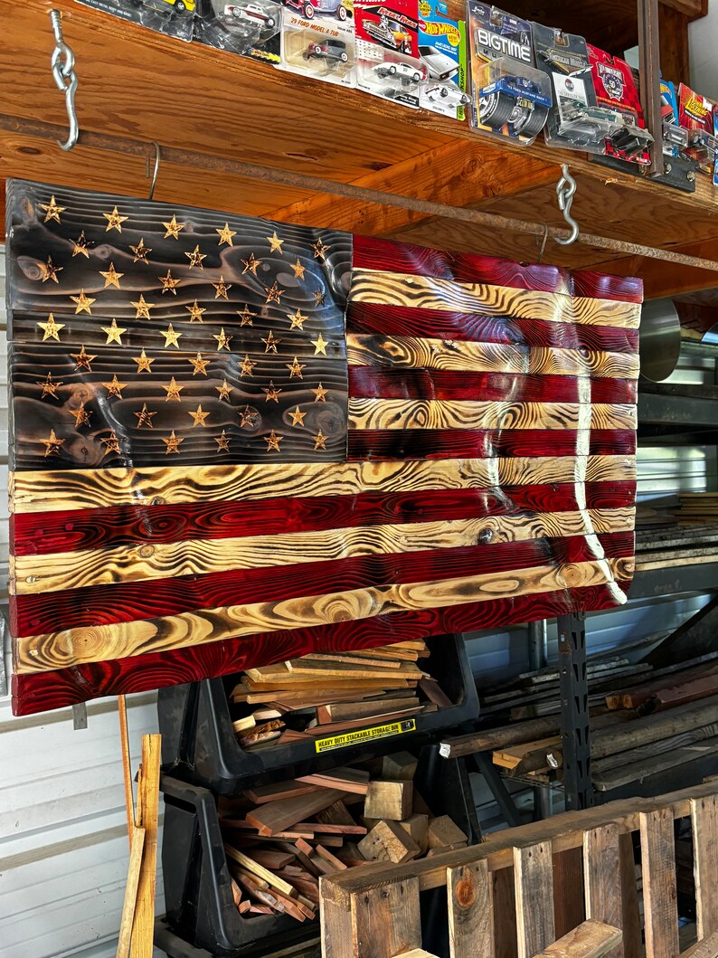 Wavy Wooden American Flag - Etsy