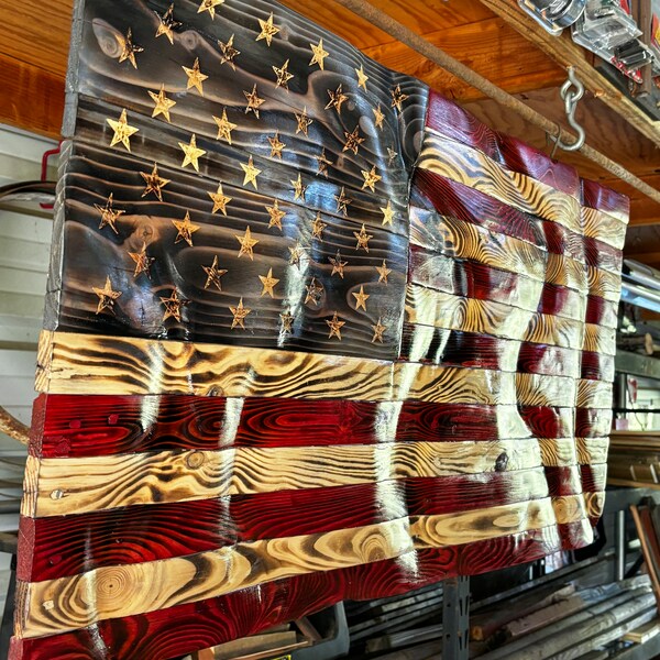 Wavy Wooden American Flag - Etsy