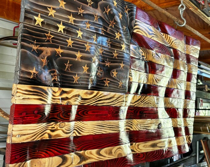 Wavy Wooden American Flag - Etsy