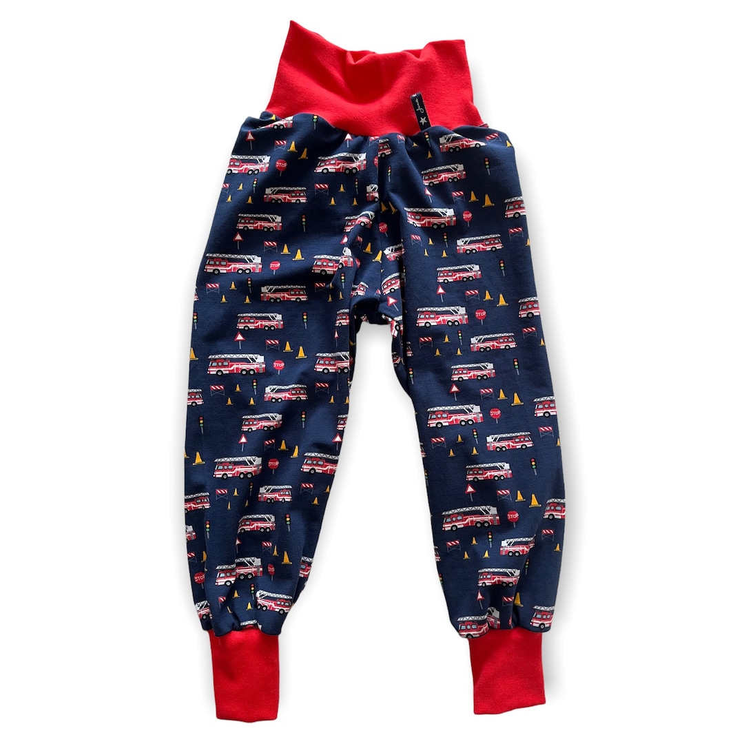 Pumphose "FireBrigade“ Autos Fahrzeuge Blau Hellblau Feuerwehr 62 68 74 ...