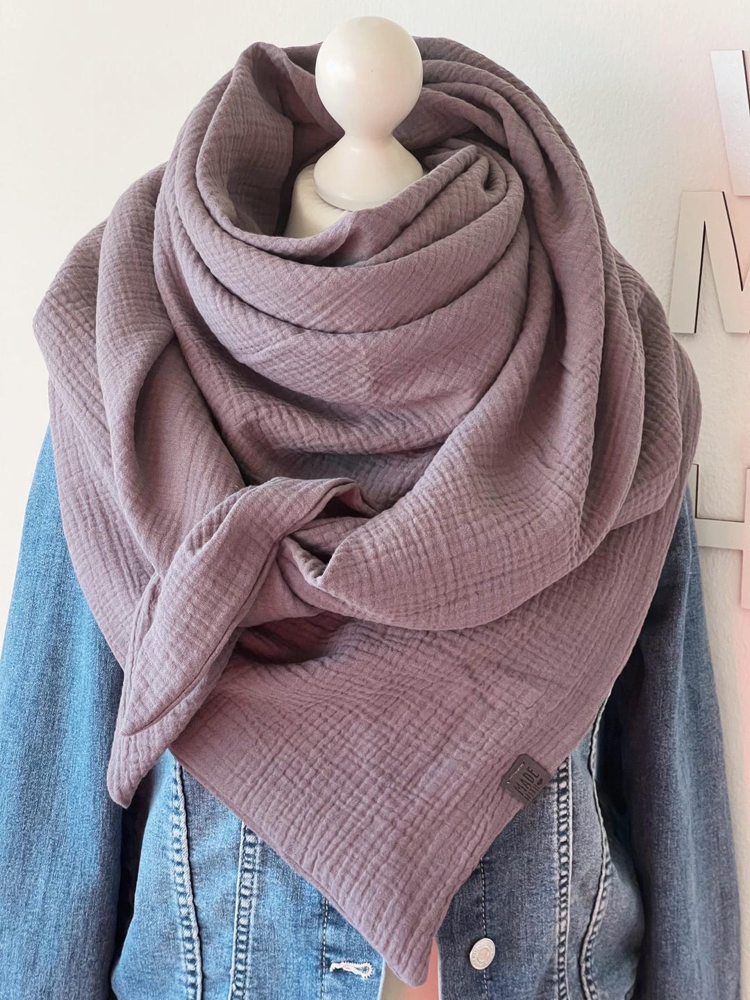 XXL Musselin Tuch 'UNI' Erwachsene Dreieckstuch doppellagig Halstuch ...