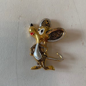 Vintage Gold and Black Cute Mouse Pin Brooch - Etsy