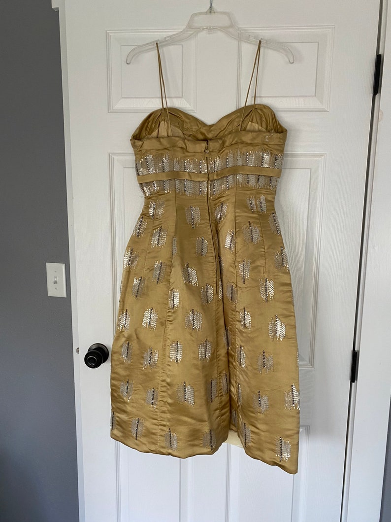 Vintage Gold Satin Heavily Beaded 1950s Structured Dress - Etsy