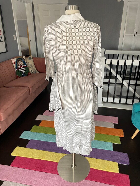 Vintage antique black and white grid pattern cotton d… - Gem