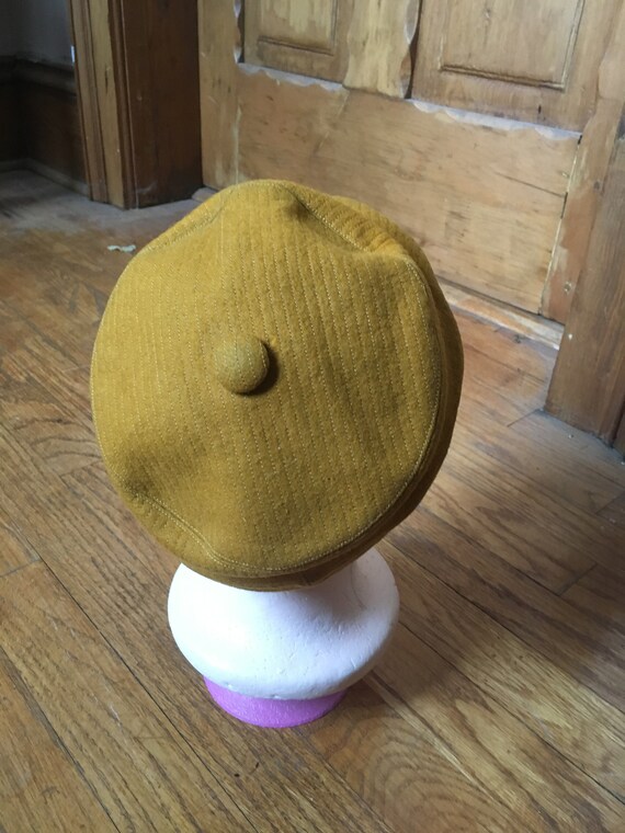 Vintage Mustard Yellow Hat, Skull Cap by Knox - Gem