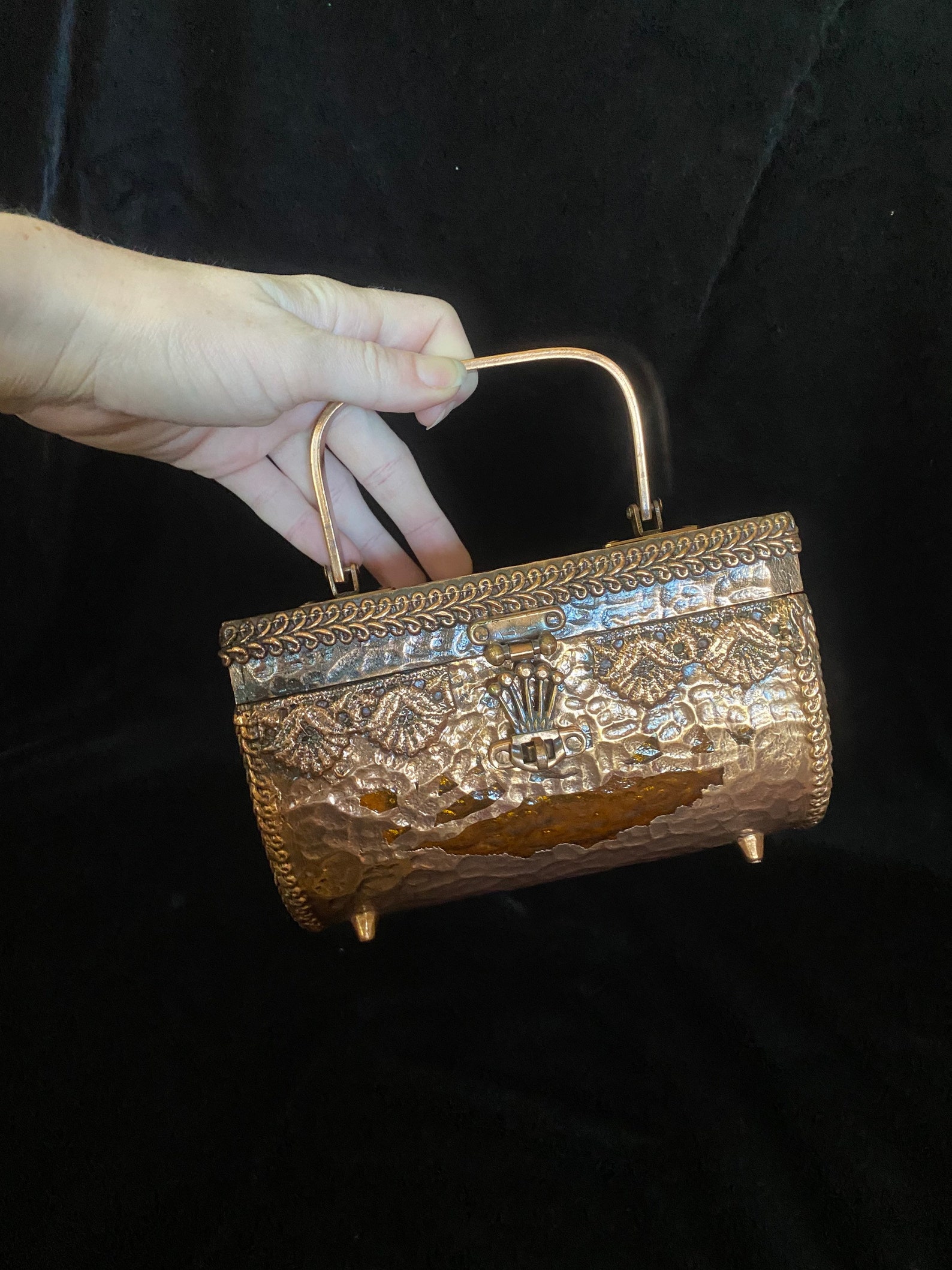 Vintage 1950’s Exclusively Walborg Original Orange Lucite and Copper ...