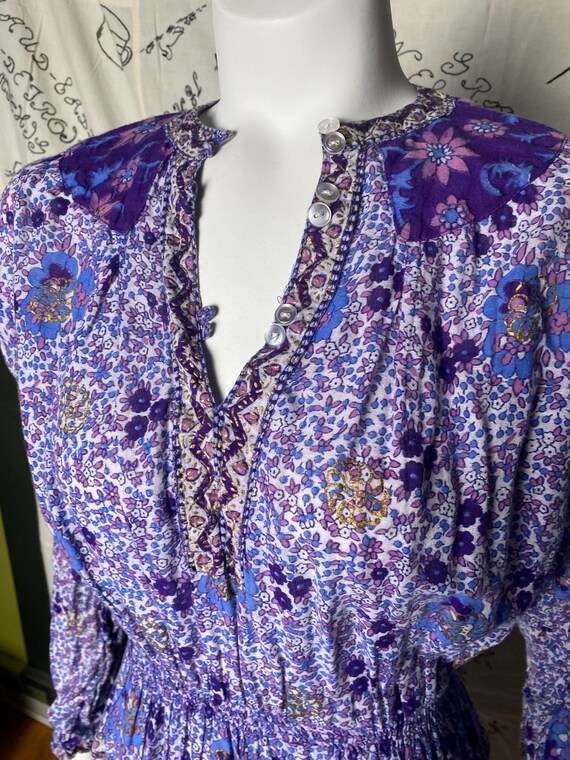 Vintage 1970’s Kaiser Indian purple block print cotto… - Gem
