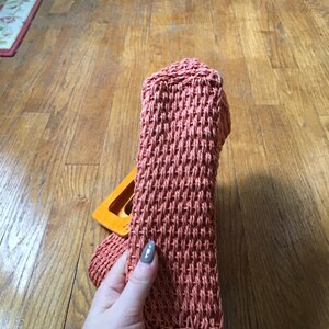 Vintage Orange Square Woven Purse With Wooden Handle - Etsy