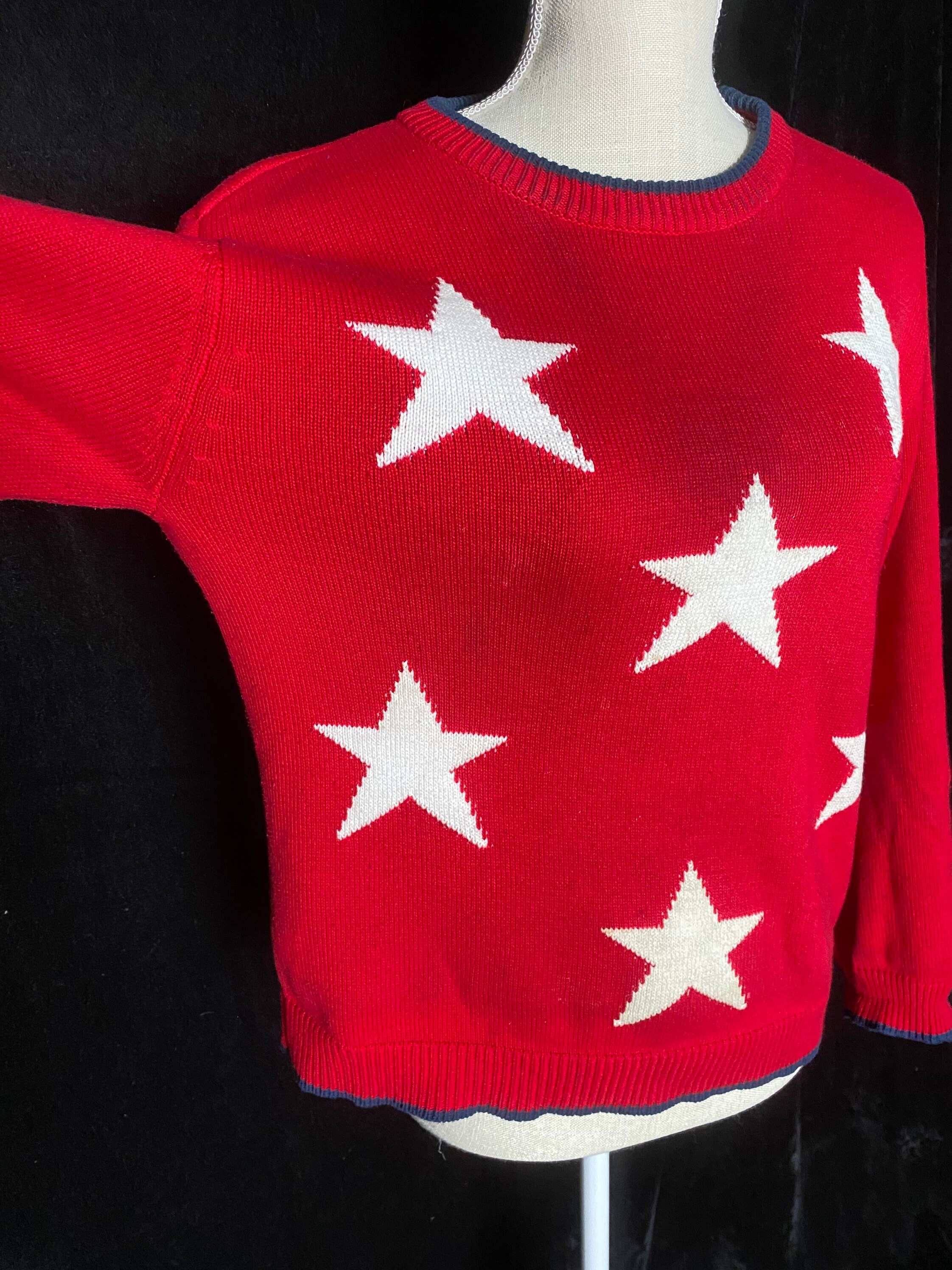 Vintage 1990s red white and blue stars pullover sweater | Etsy