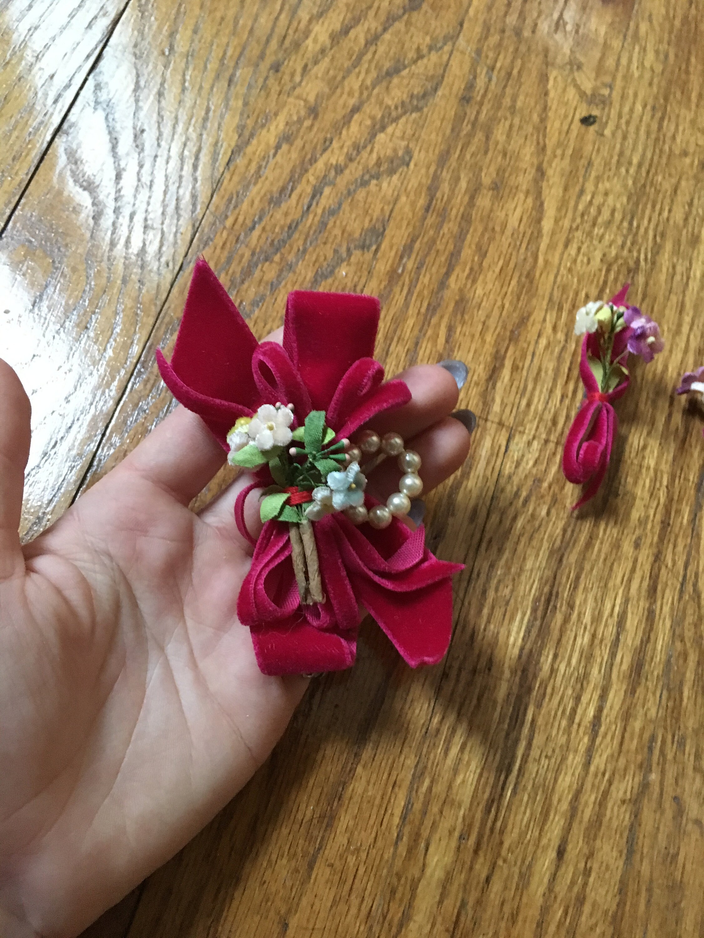 Vintage Hot Pink Velvet Brooch Pin and Clip on Earrings Set - Etsy