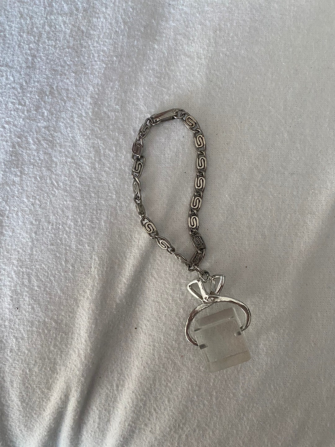 Vintage 1950’s Silver Charm Bracelet With Lucite Ice Cube - Etsy