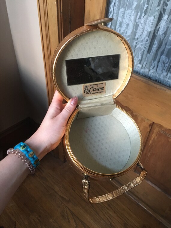 Vintage Copper Gold Beaded Structured Round Hand Bag … - Gem