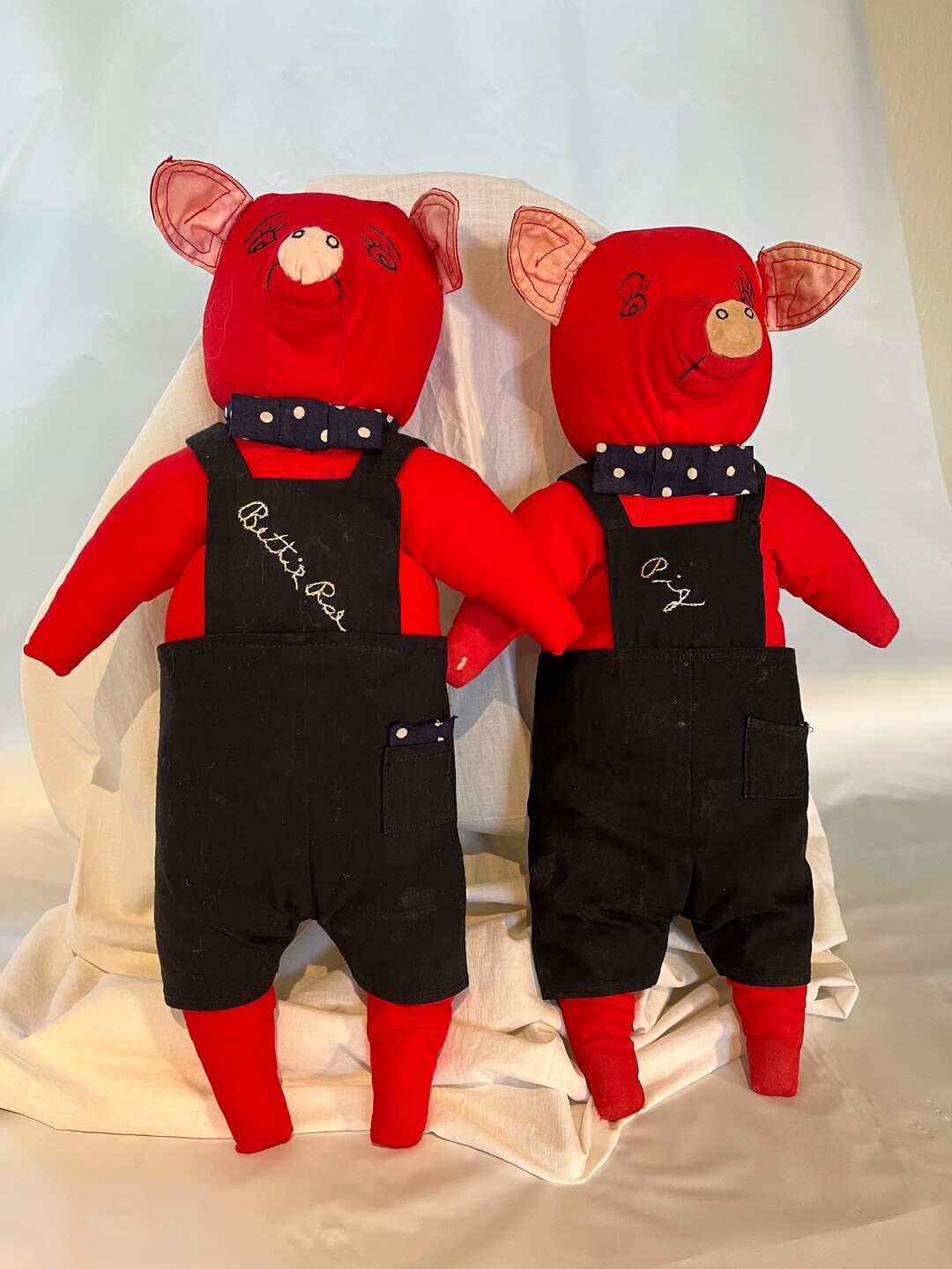 Vintage 1950s Pair of Stuffed Red Pig Dolls, Bettie Rae and Pig - Etsy