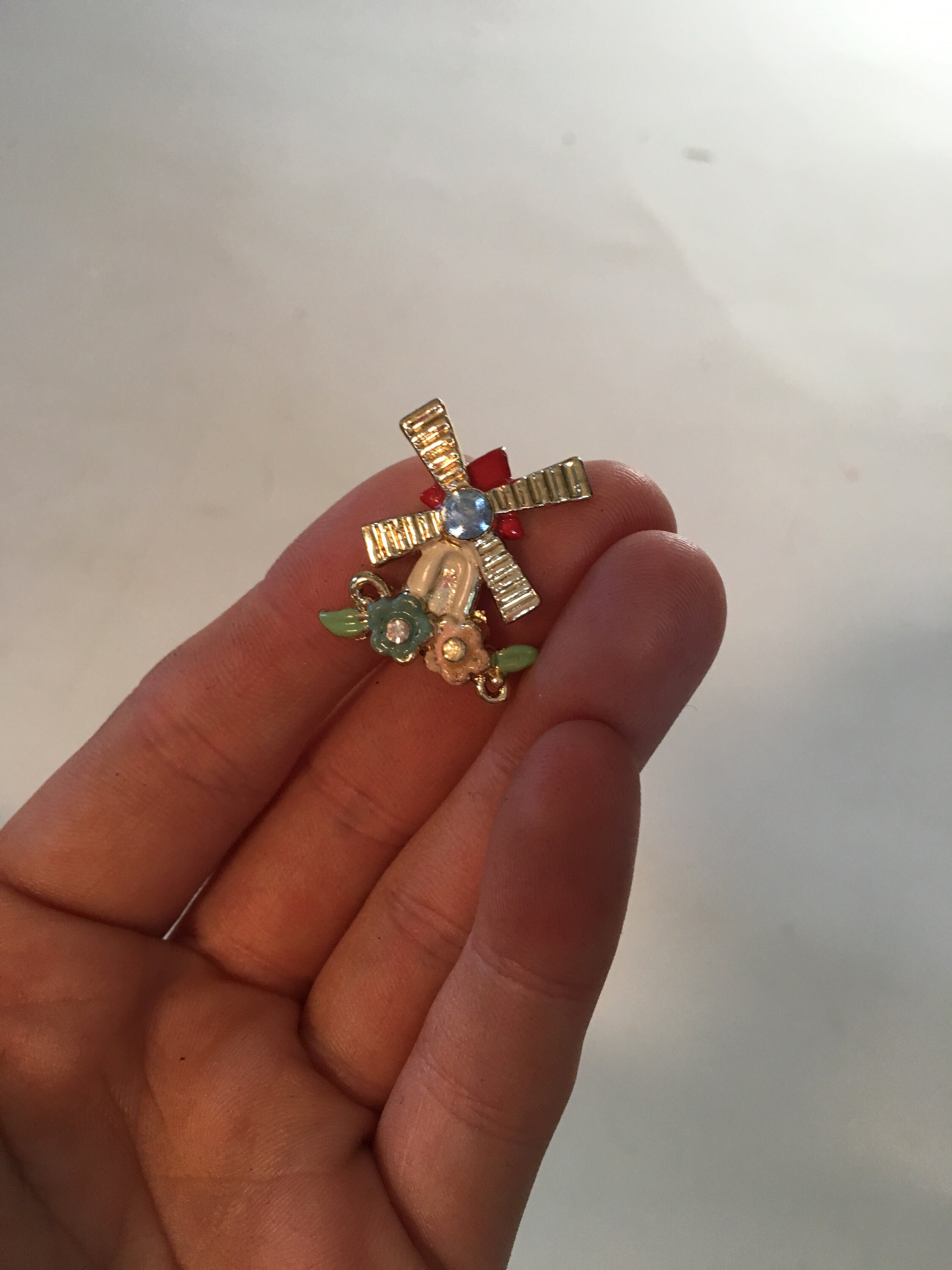 Vintage Silver Hand Painted Windmill Brooch Pin - Etsy