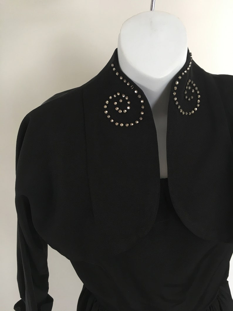 Vintage 1950, 1960 Black Party Dress With Rhinestone Bolero, Size XS - Etsy
