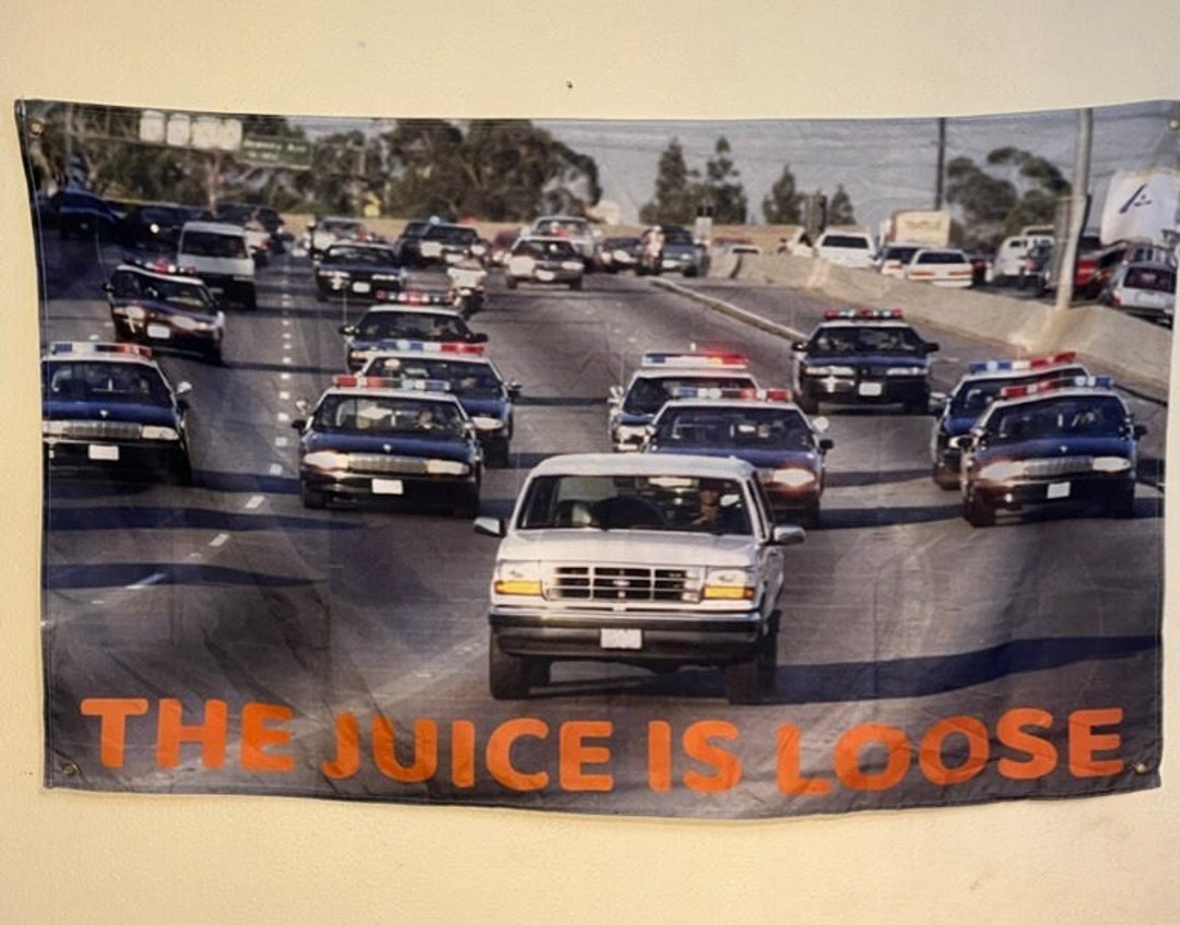 Vintage 1990's OJ Simpson Bronco Run Flag With Rivets. the Juice is ...