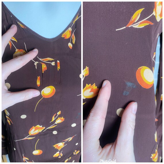 Vintage 1920’s brown flapper dress with orange and ye… - Gem