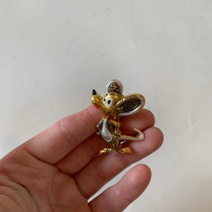 Vintage Gold and Black Cute Mouse Pin Brooch - Etsy