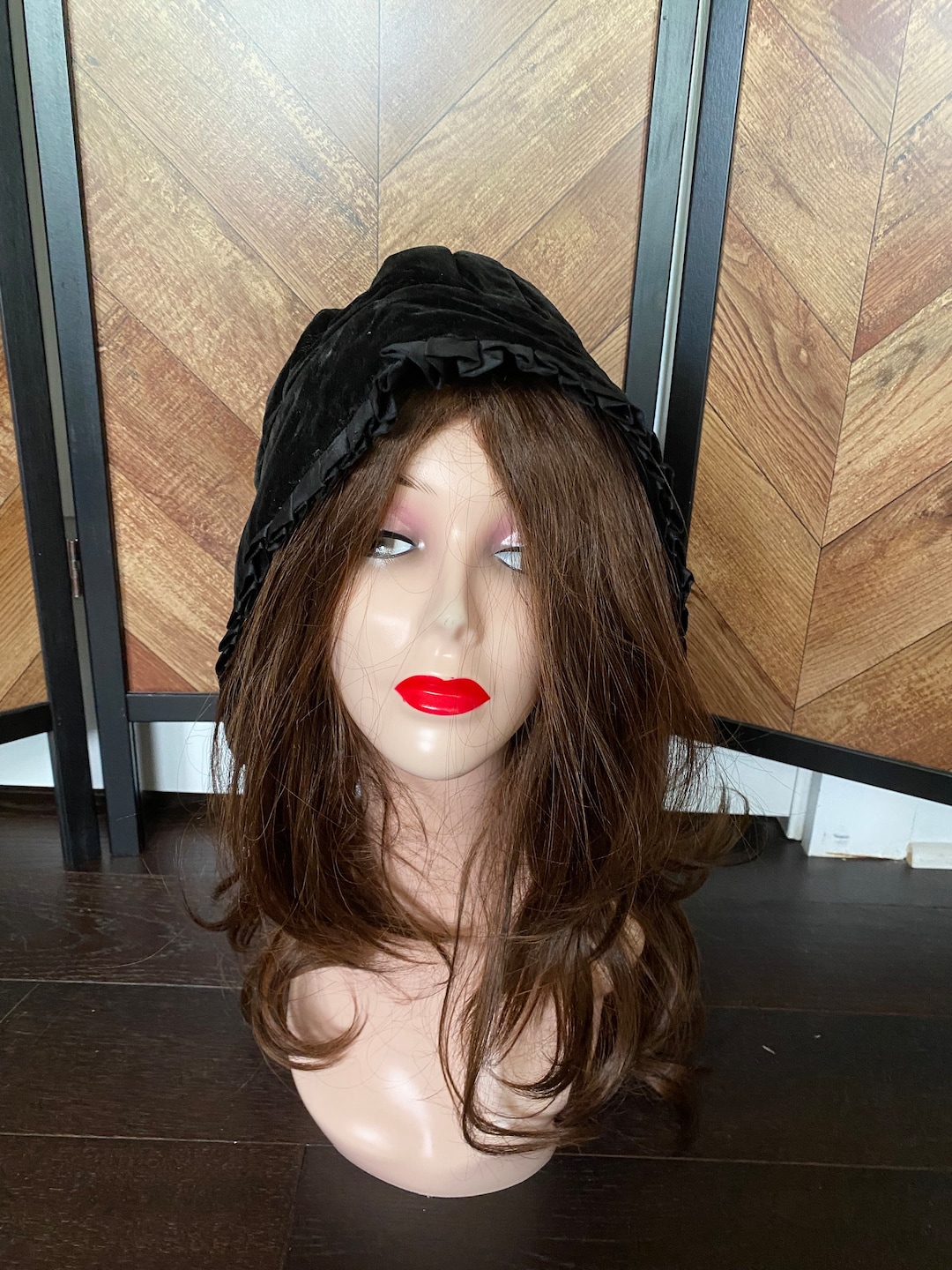 Vintage Antique 1910’s Black Velvet Bonnet With Chin Strap - Etsy