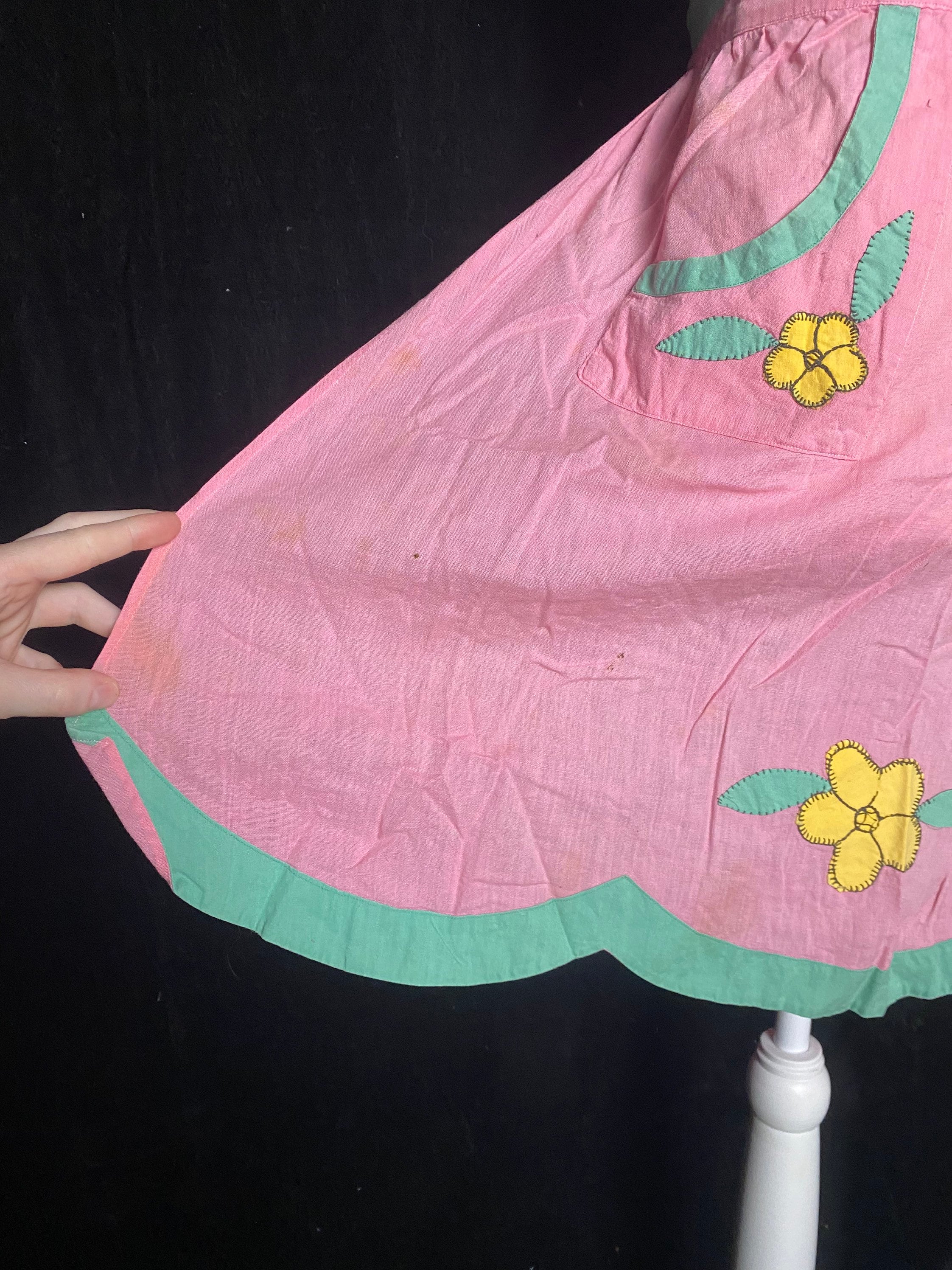 Vintage 1940s Light Pink Waist Apron With Mint Green and - Etsy