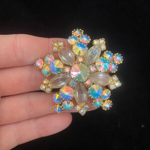 Vintage 1960’s Gold Brooch With Rainbow Rhinestones - Etsy