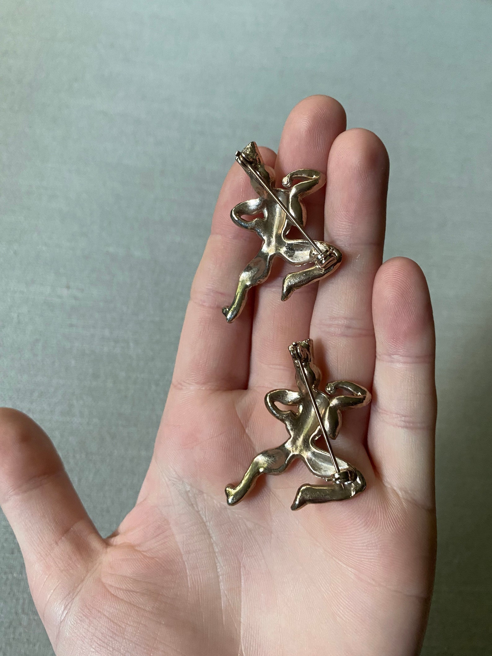 Vintage 1960's Set of Two Dancing Men Gold Pins, Brooches - Etsy
