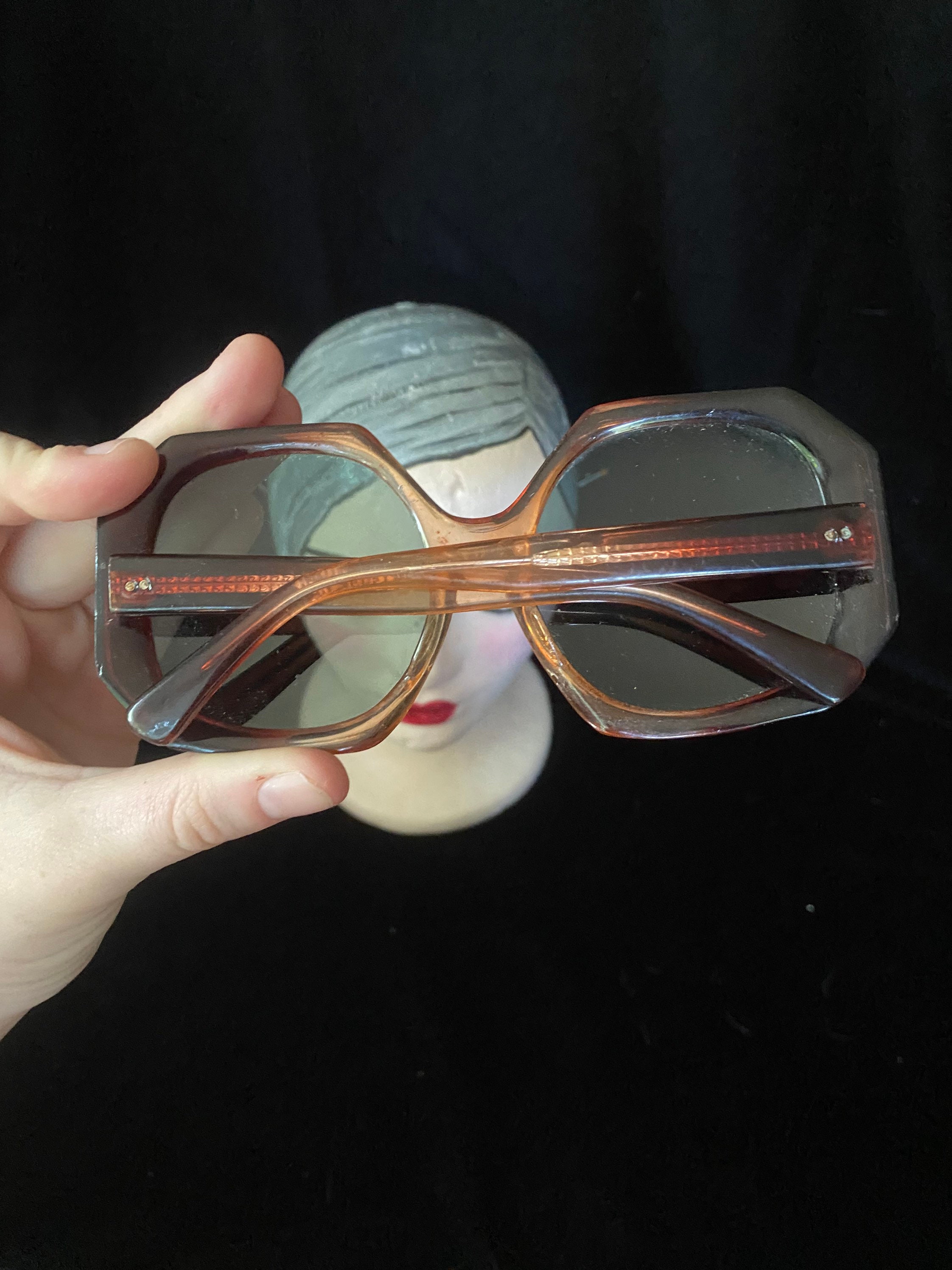 Vintage 1980s Huge Blocky Brown Plastic Sunglasses - Etsy Australia