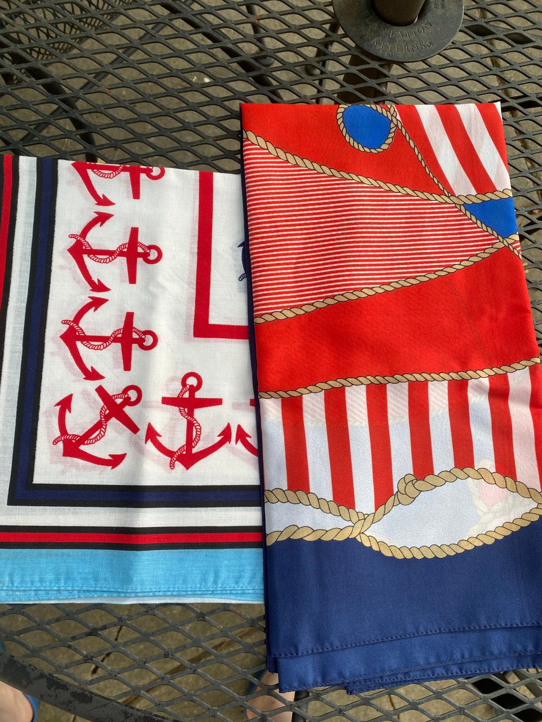 Vintage 1980s Set of Two Nautical Red White and Blue Scarves - Etsy