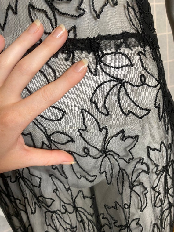 Vintage 1930’s sheer black mesh netting dress with le… - Gem