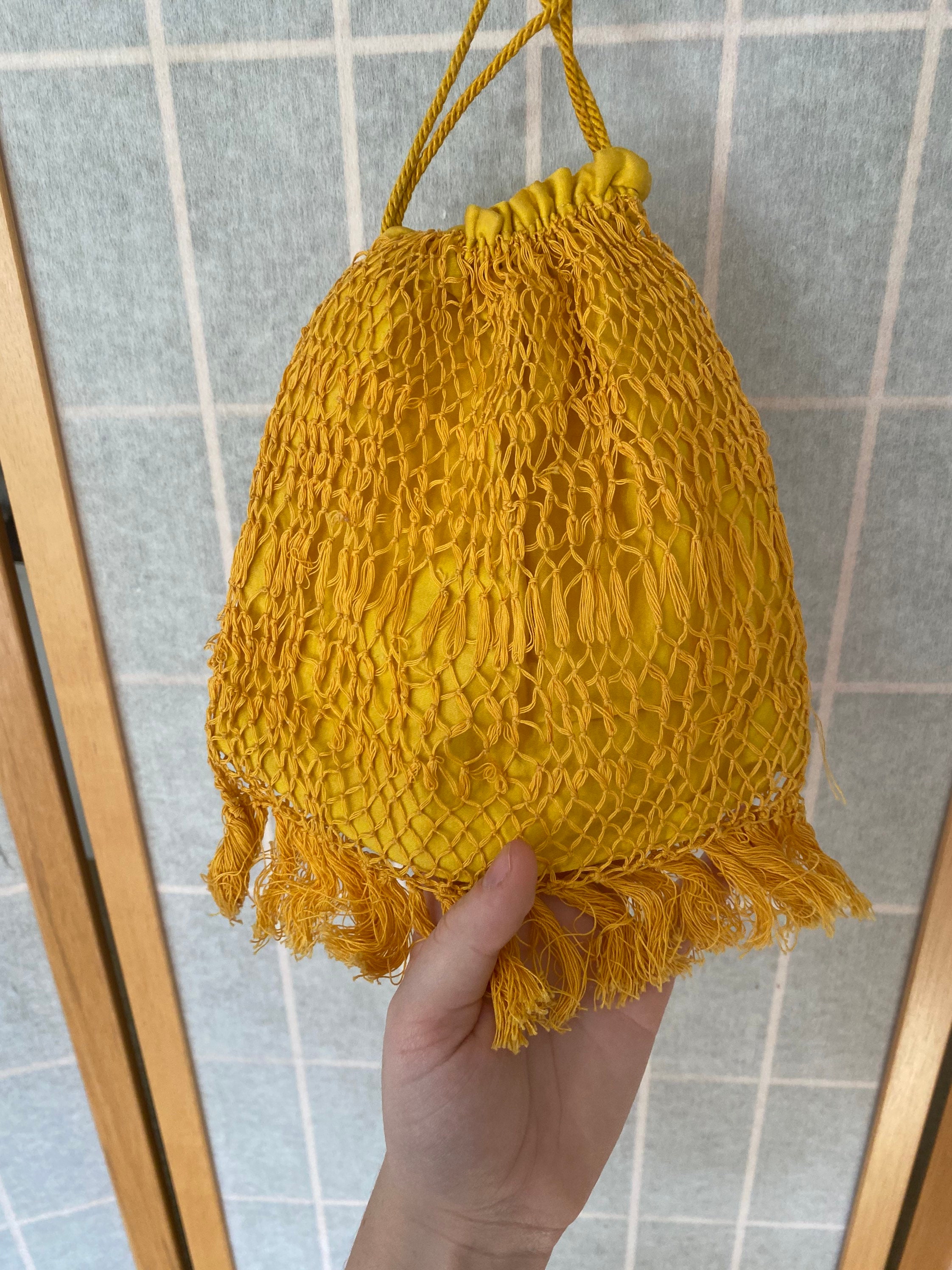 Vintage Antique 1910s 1920s Yellow Drawstring Pouch Purse | Etsy