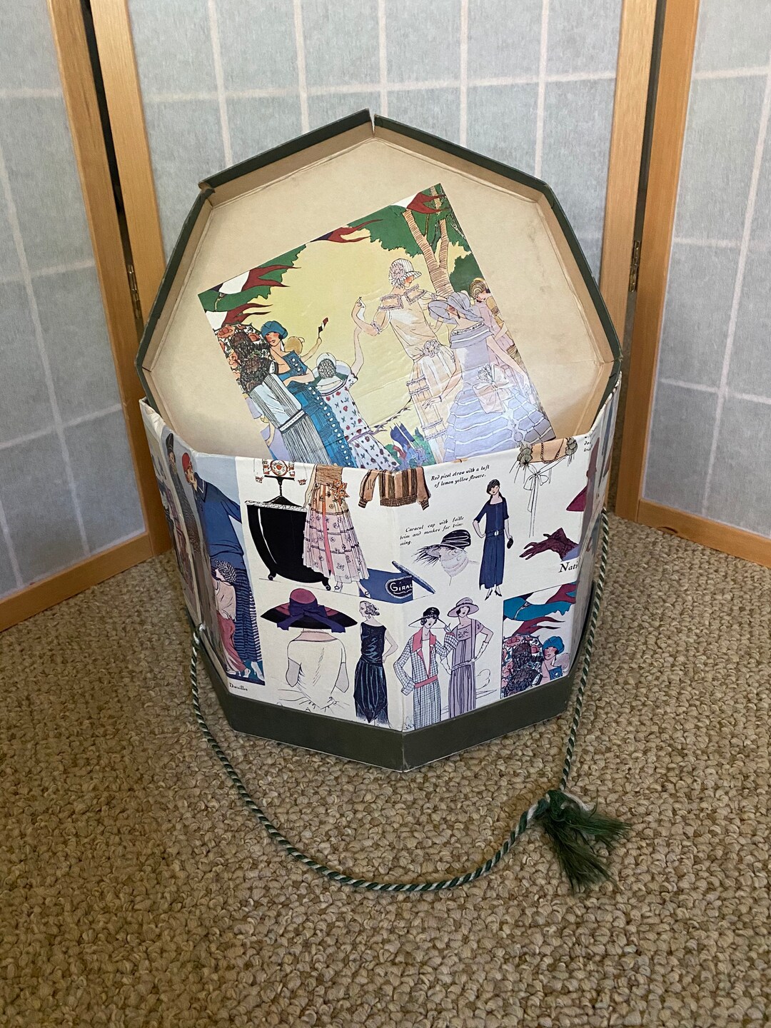 Vintage 1920s 1940s Flapper Girl Illustration Hat Box - Etsy