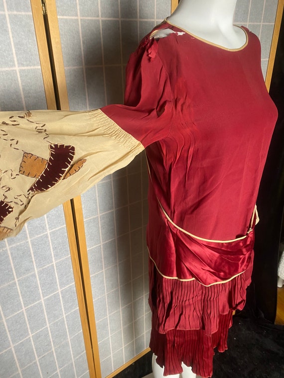 Vintage antique 1920’s maroon red silk flapper dress … - Gem