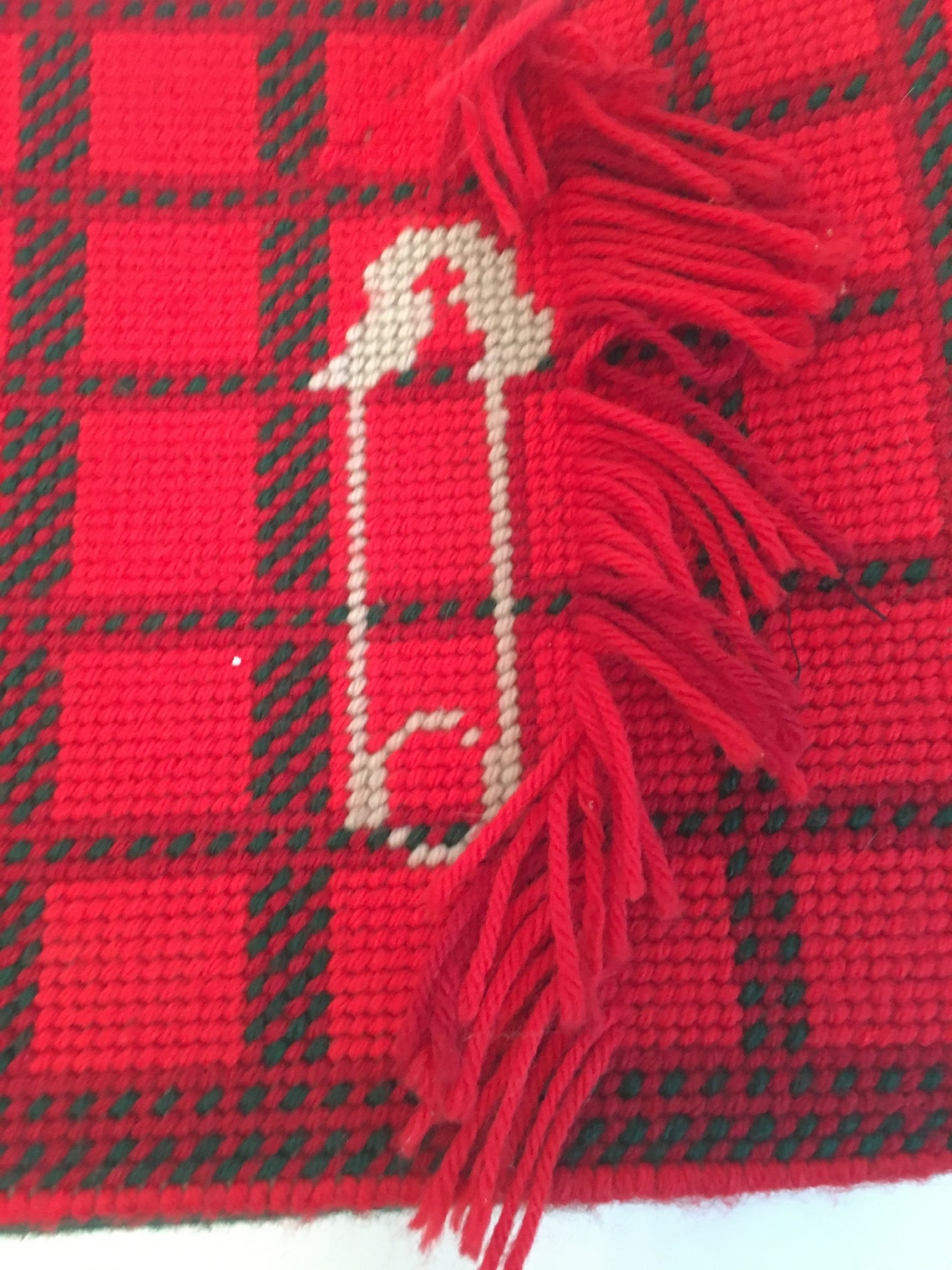 Vintage 1970's Red Plaid Woven Handmade Fringe Safety Pin | Etsy