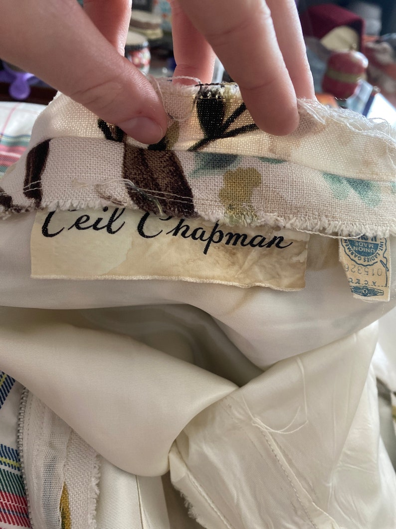 Vintage Ceil Chapman 1950’s Colorful Botanical Dress With Crisscross ...