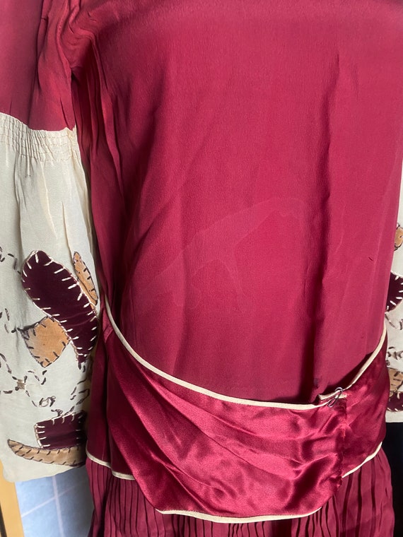 Vintage antique 1920’s maroon red silk flapper dress … - Gem
