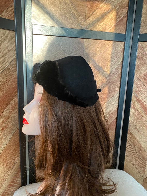 Vintage 1930’s black wool and shorn beaver fur hat - Gem