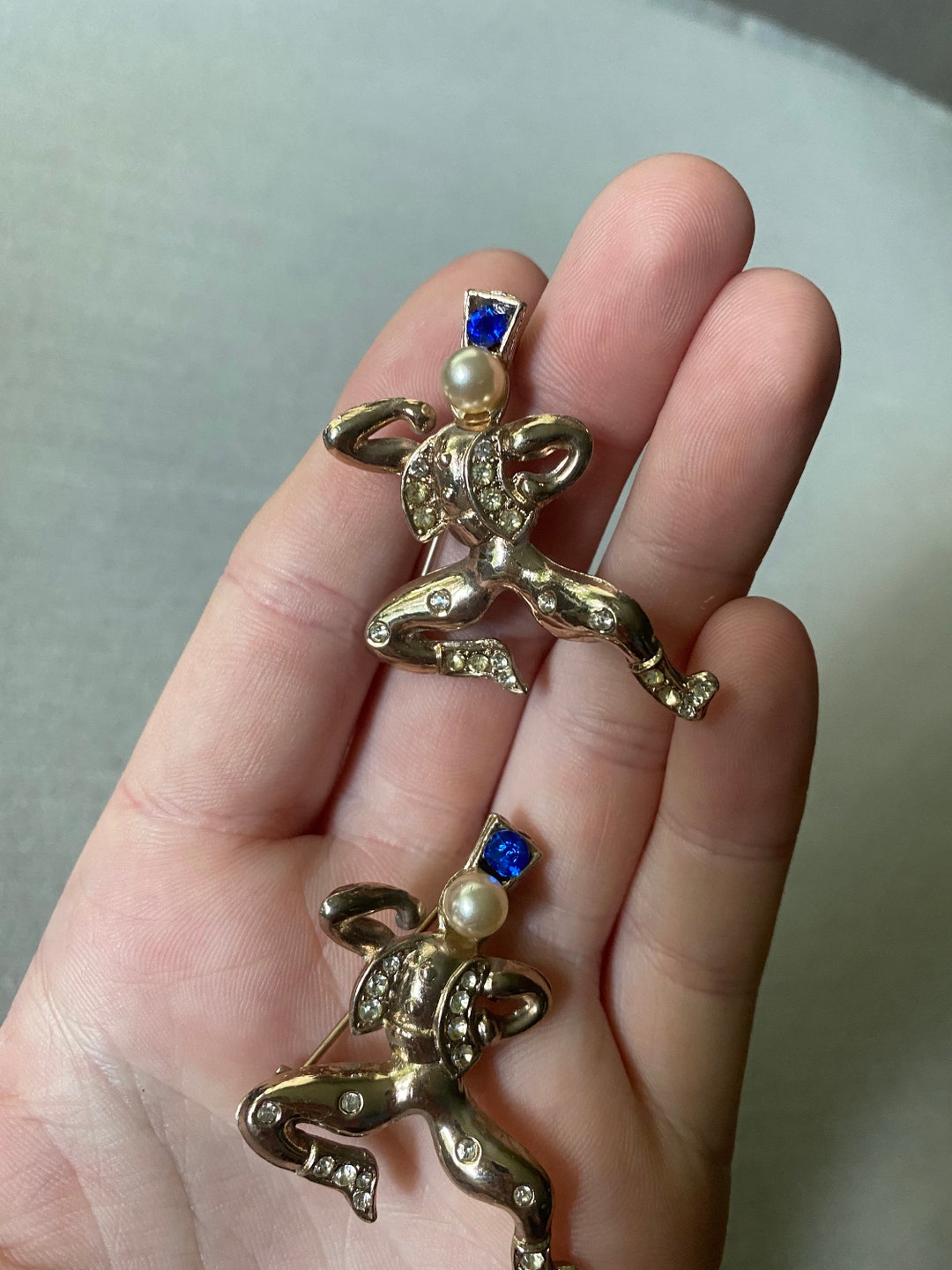 Vintage 1960's Set of Two Dancing Men Gold Pins, Brooches - Etsy