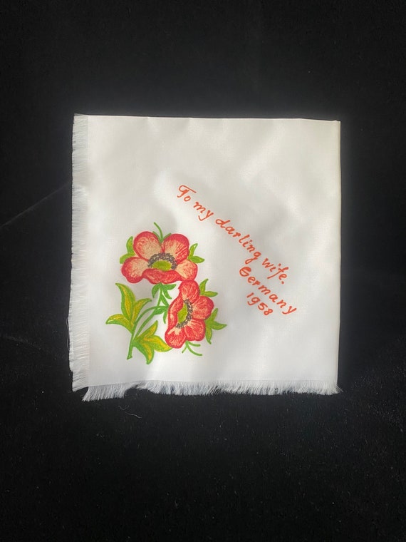 Vintage 1950’s 1958 square white hanky with to my dea… - Gem