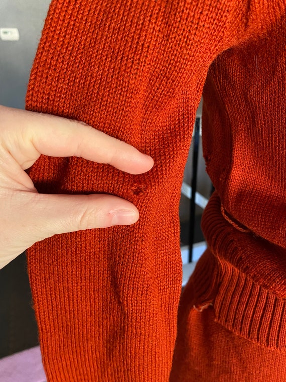 Vintage 1930’s 1940’s rust orange knit dress, skirt a… - Gem