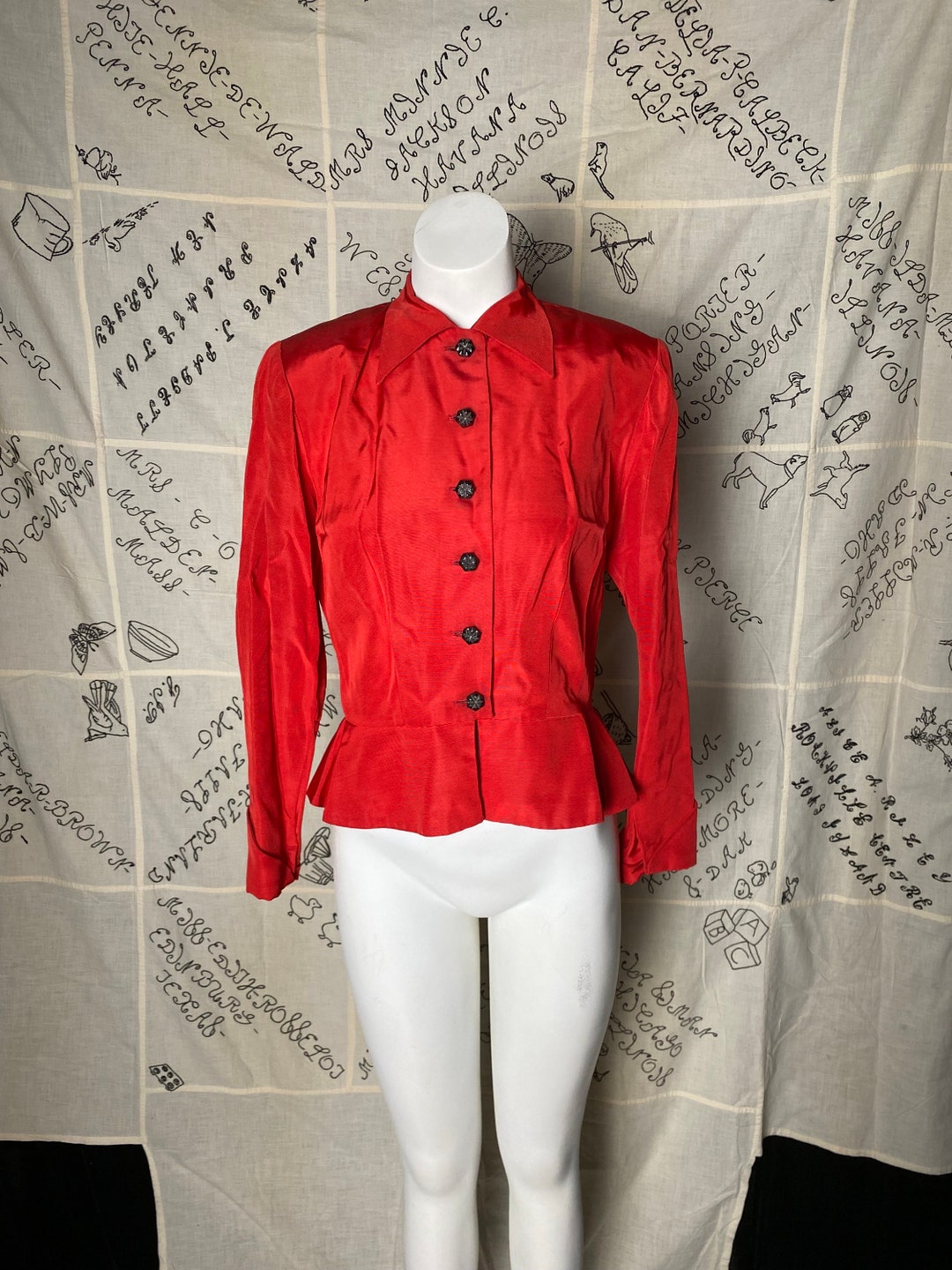 Vintage 1940’s Red Fitted Blazer, Size Small by Mary Muffet - Etsy