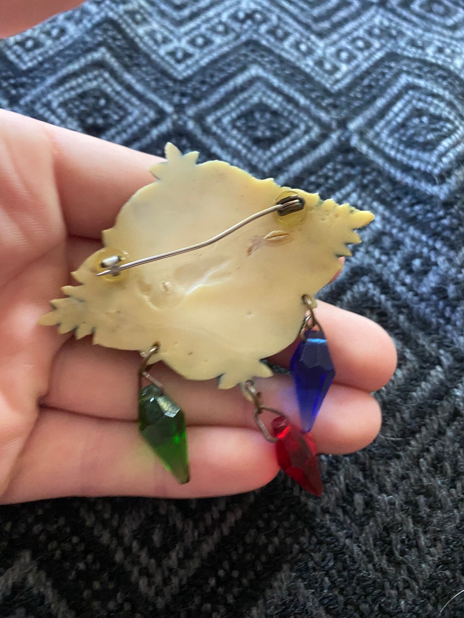 Vintage Antique 1930’s Celluloid Floral Brooch With Hanging Plastic ...