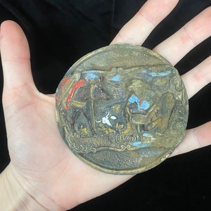 Vintage Heavy Brass Paperweight, Souvenir From the Yukon, Gold Miner - Etsy